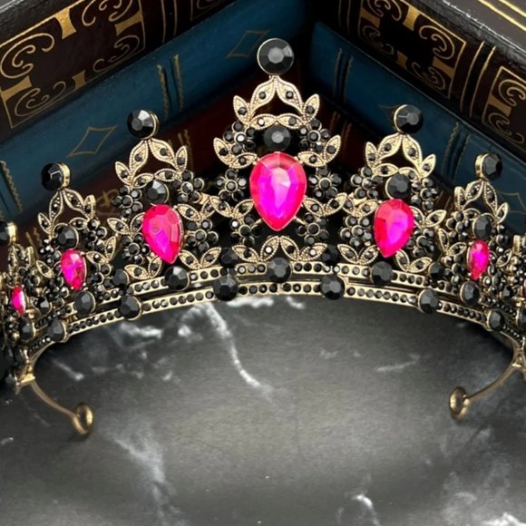 Accessories | Vintage Hot Pink Tiara Princess Queen Bridal Real Metal ...
